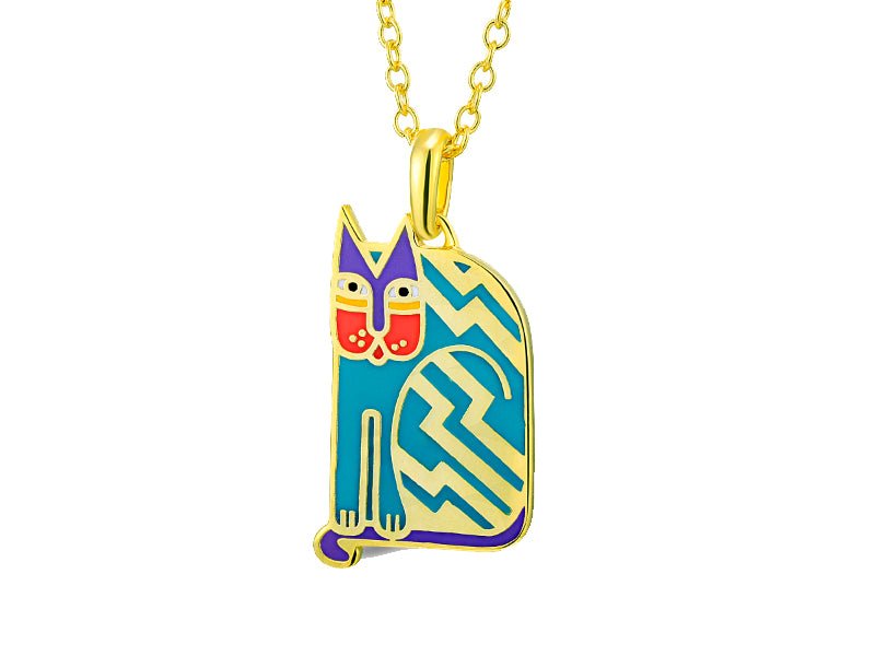 Aztec Cat Necklace | Gold/Teal | Laurel Burch Studios