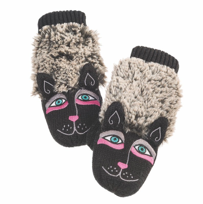 Fluffy Puppy Mittens - Black – Laurel Burch Studios