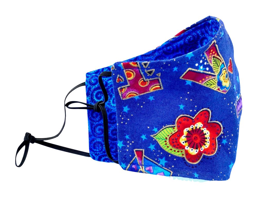 Kids' Alphabet Reversible Cotton Face Mask - Cobalt – Laurel Burch Studios